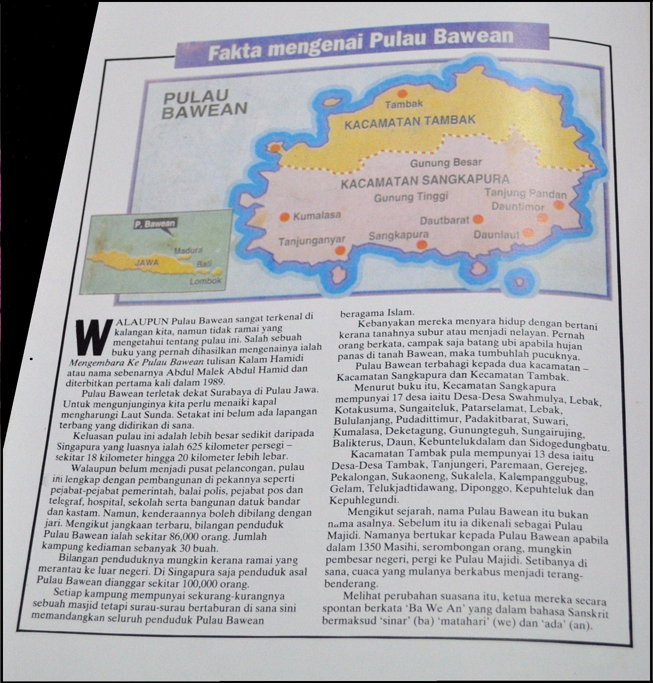 Muzium PBS: Fakta - Pulau Bawean 1999