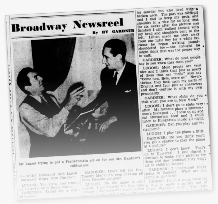 Hy Gardner 1939 interview with Bela Lugosi - The Classic Horror Film Board