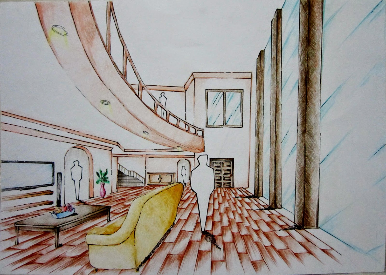 STEPHANIE CHIA - CMG: ONE POINT PERSPECTIVE COLOUR DRAWINGS