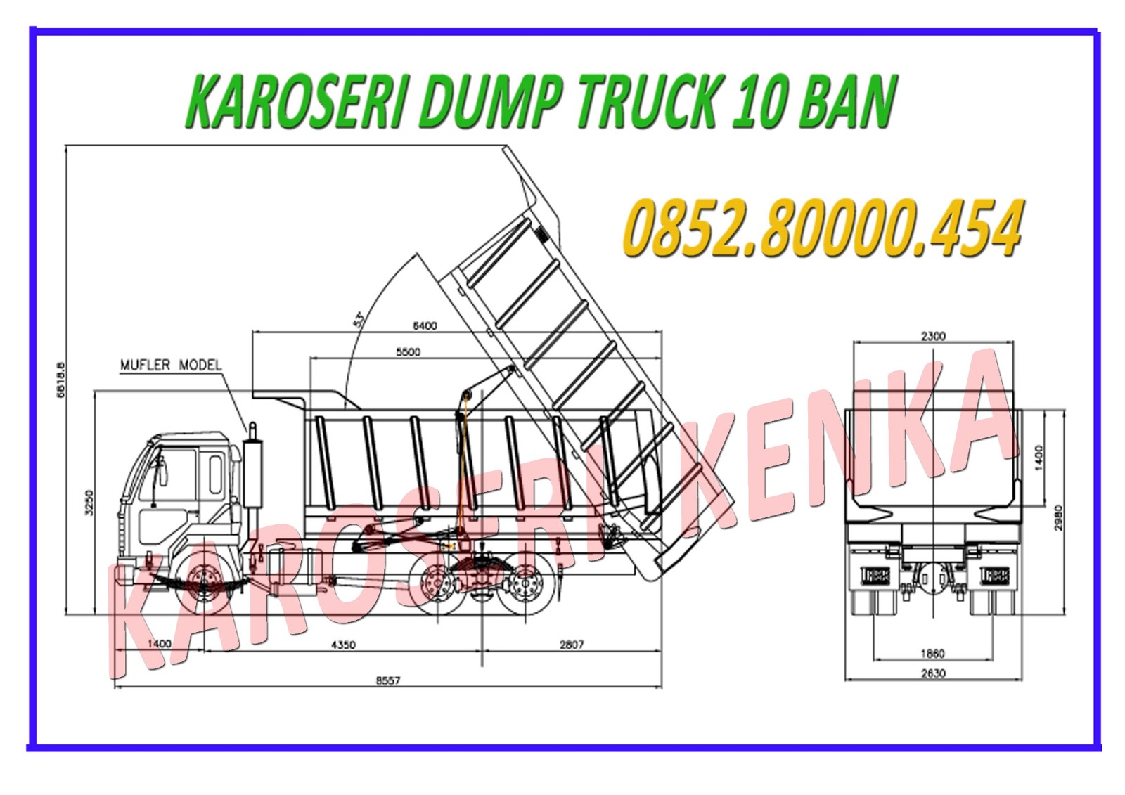 DIMENSI / UKURAN DUMP TRUCK all type >> KAROSERI KENKA