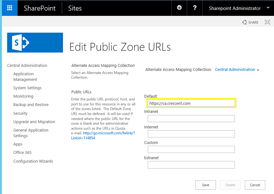 How To Secure Sharepoint 2016 Central Administration Site From To Using Ssl