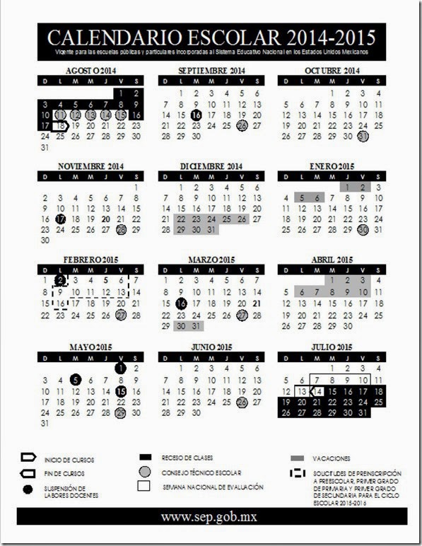 AVANCE-SECUNDARIA: Calendario Escolar 2014-2015