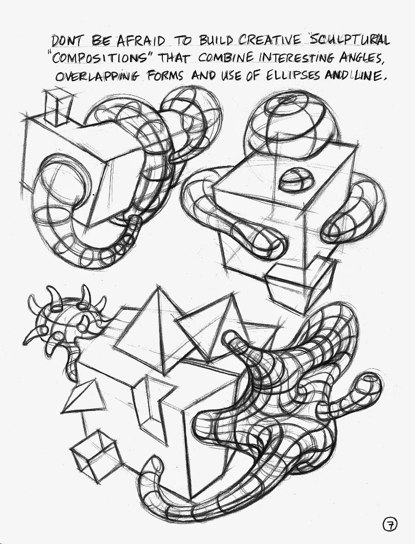Creative Form Sketching 2015: Organic Fluid Form, Lines and Ellipses Part 2