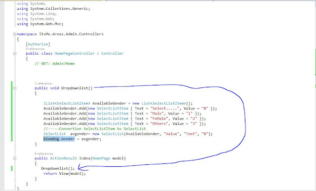 Simple Dropdownlist in Mvc with Using Model and without Model - MVC Arena (ASP.Net)
