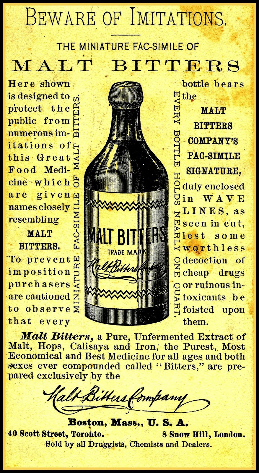 page 30 -- celluloid collar and cuff, Malt Bitters Company