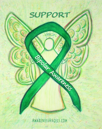 Awareness Angels Art Project: Bipolar Disorder Awareness Green Ribbon Angel