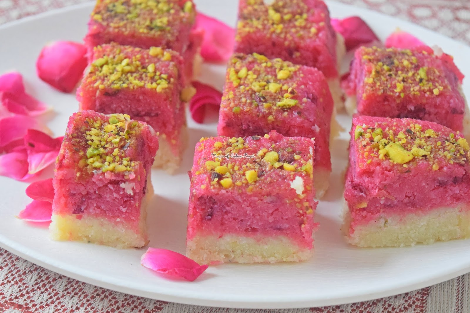 Rose Coconut Barfi - Gulab Kopra Pak Recipe | Magic of Indian Rasoi