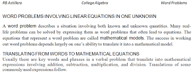 Matemáticas con Tecnología: Algebra Word problems RB Astillero