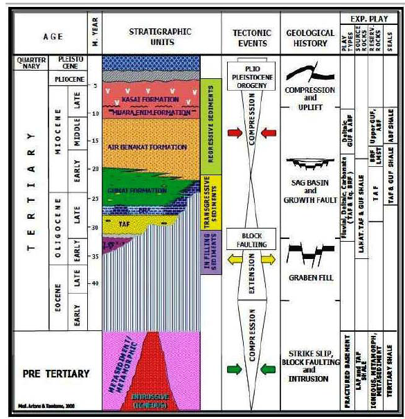 Kolom Stratigrafi Cekungan Sumatera Selatan - Riset