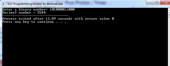 C Program To Convert Number Binary To Decimal