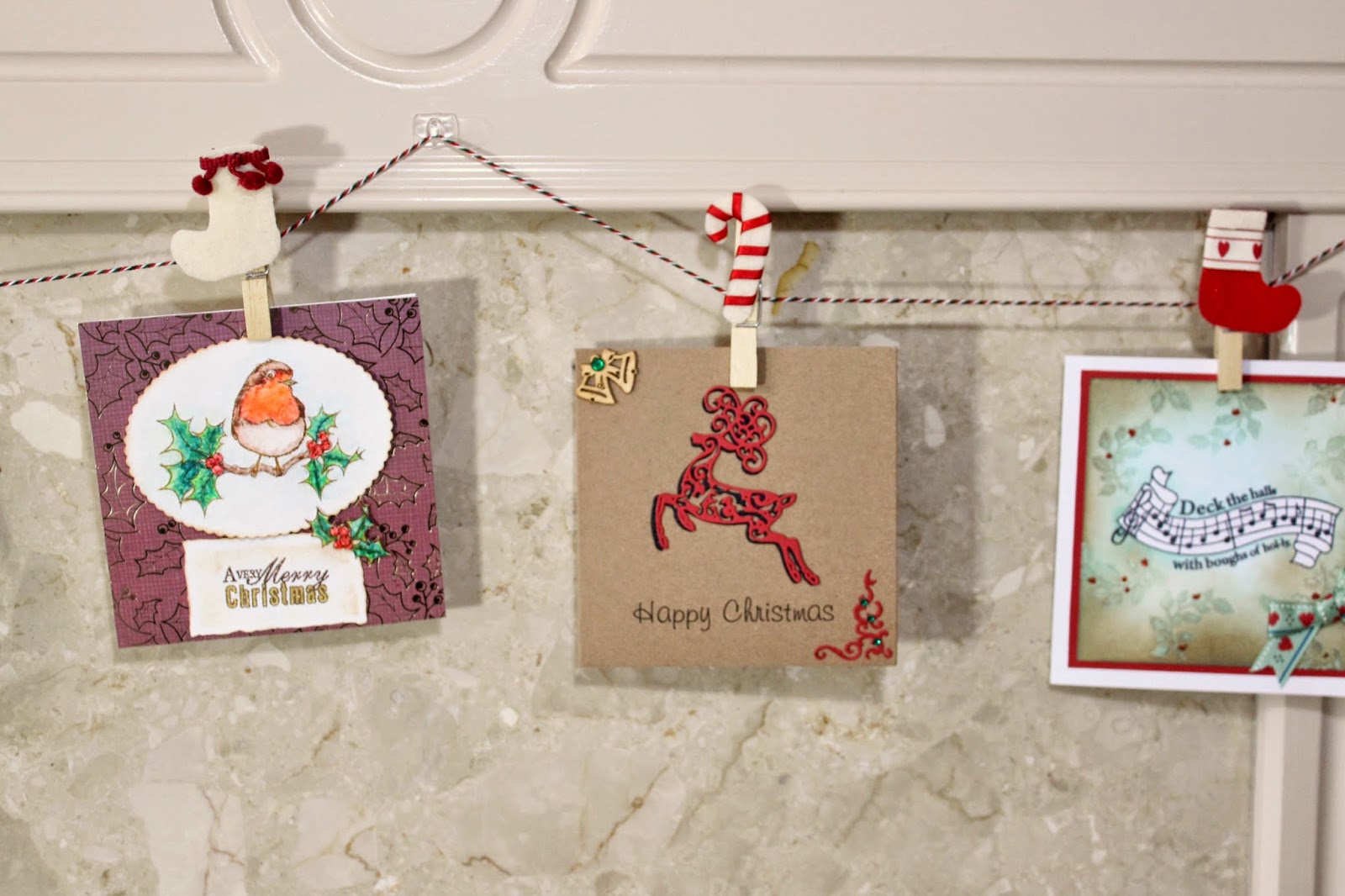 fizzi~jayne makes.... : Christmas Card String and Peg Tutorial....
