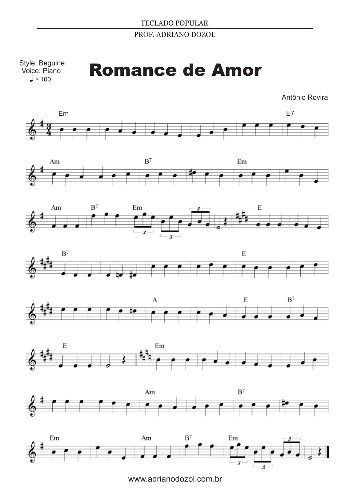 Adriano Dozol - Dicas, Partituras e Vídeos - Teclado | Piano: Romance ...
