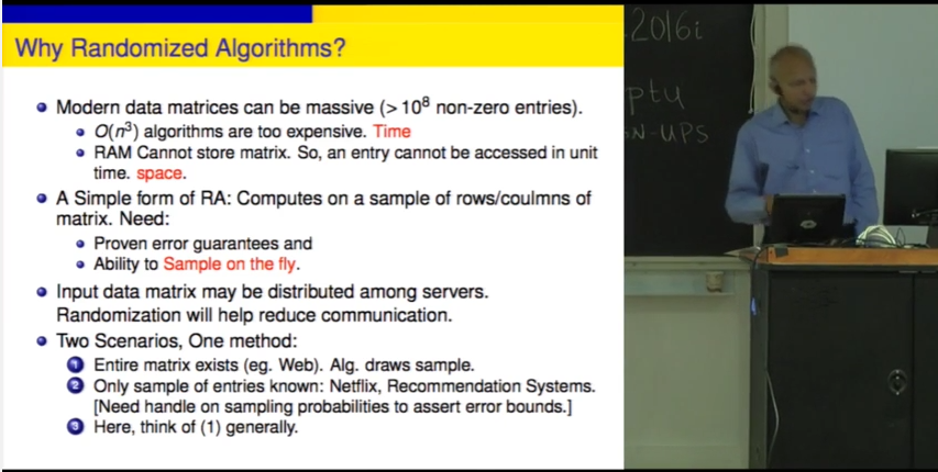 Nuit Blanche Saturday Morning Video Randomized Algorithms In Linear Algebra Ravi Kannan