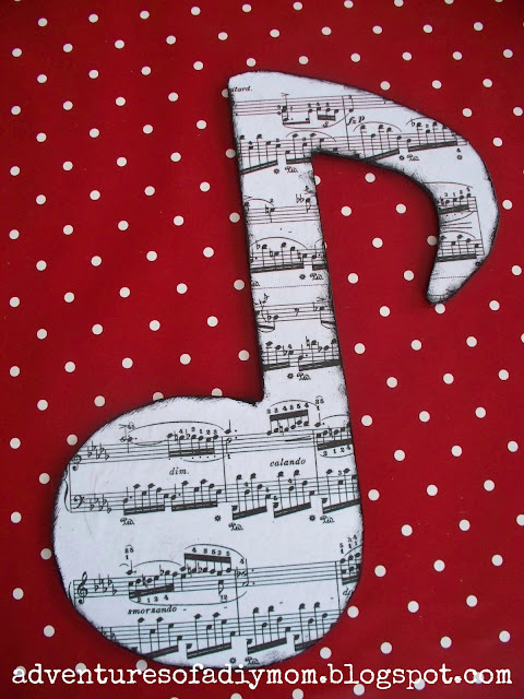 Mod Podge Wooden Music Notes Decor - Adventures of a DIY Mom