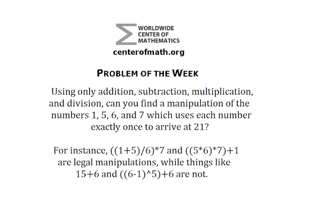 The Center of Math Blog: Problem of the Week