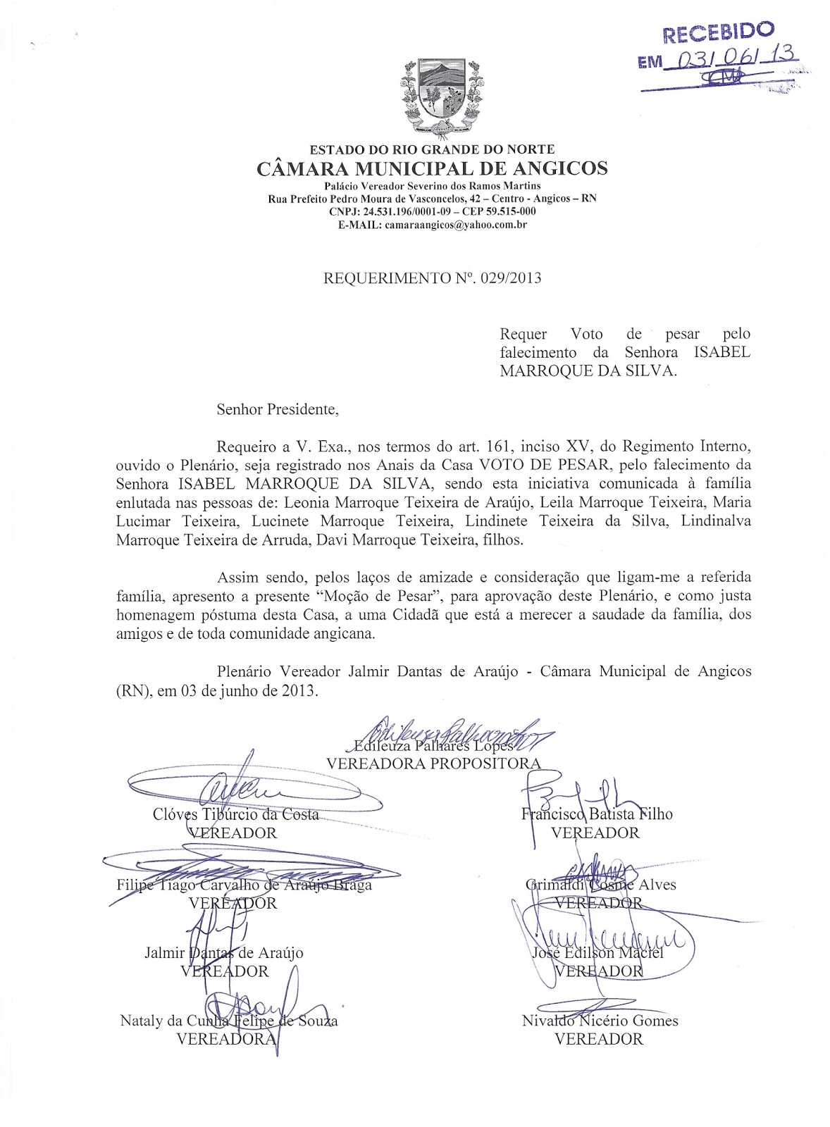 Igreja De Cristo Em Apodi Voto De Pesar Pelo Falecimento Da Irmã