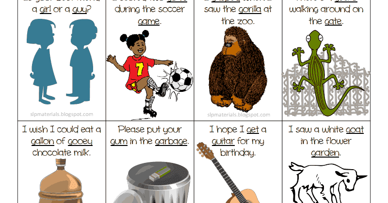 Ms. Lane's SLP Materials: Articulation: G Sentence Flash Cards