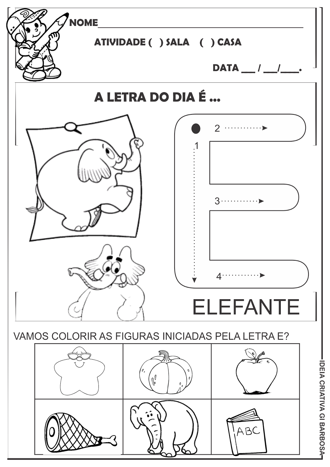 Atividades Com Vogal E - BINKEDU