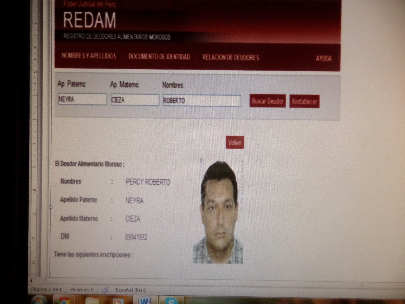 REDAM REGISTRO DE DEUDORES ALIMENTISTAS