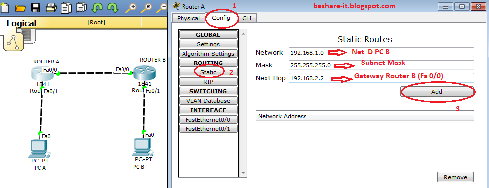 Mengkonfigurasi routing statis - Materi Seputar TKJ