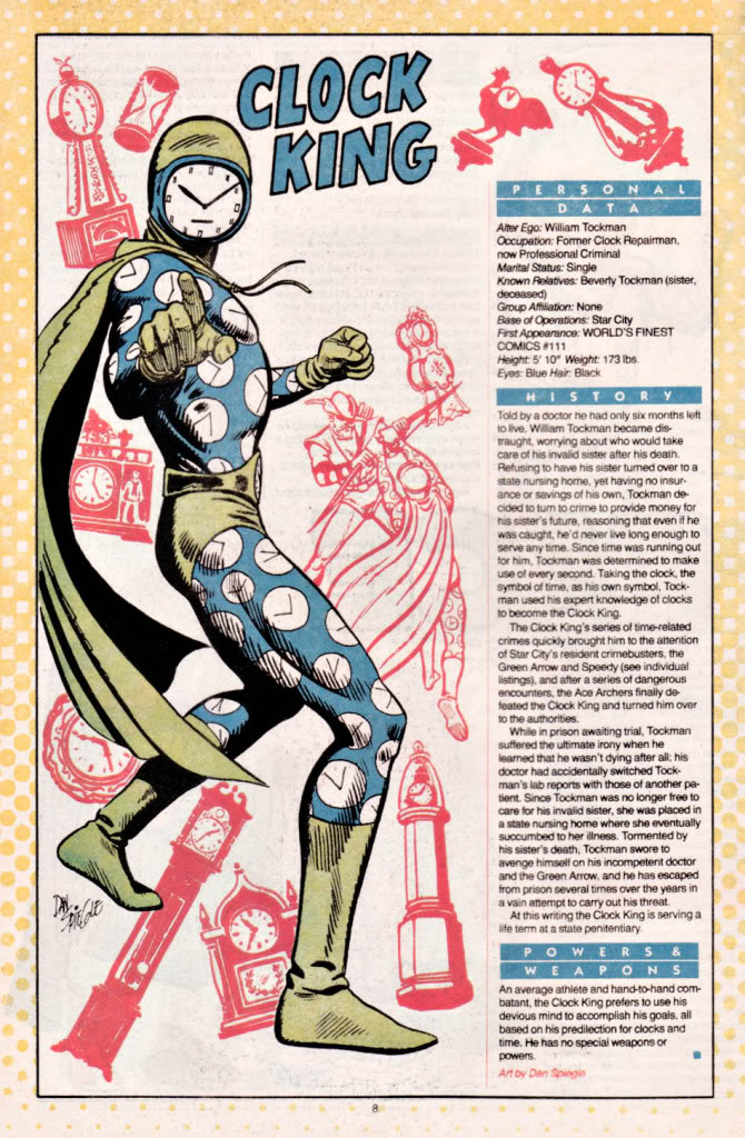 The Deathstroke Files: Clock King's Who's Who Entry from 1985