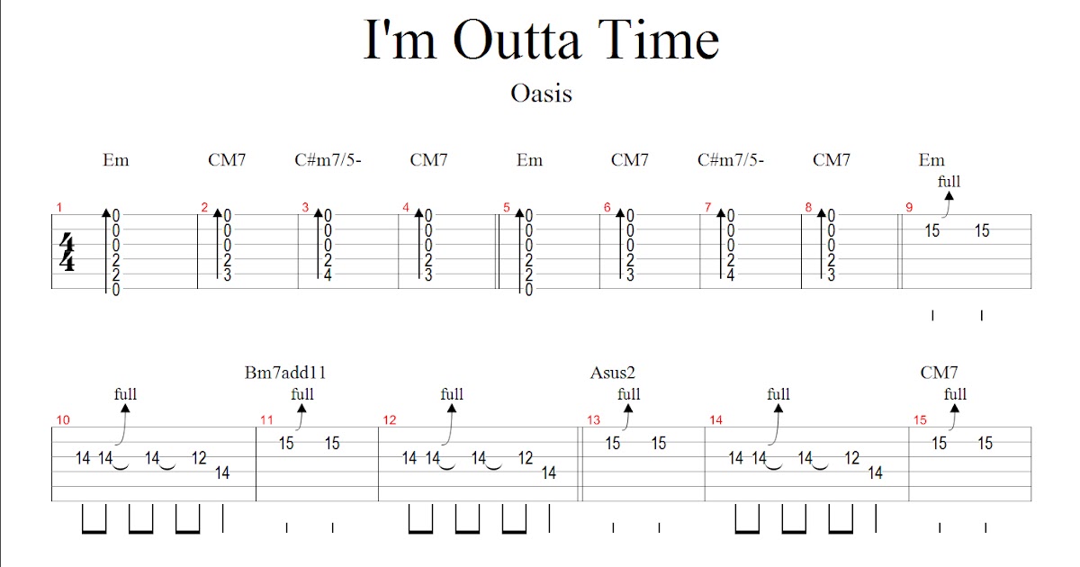 oasis - i'm outta time (tab) score