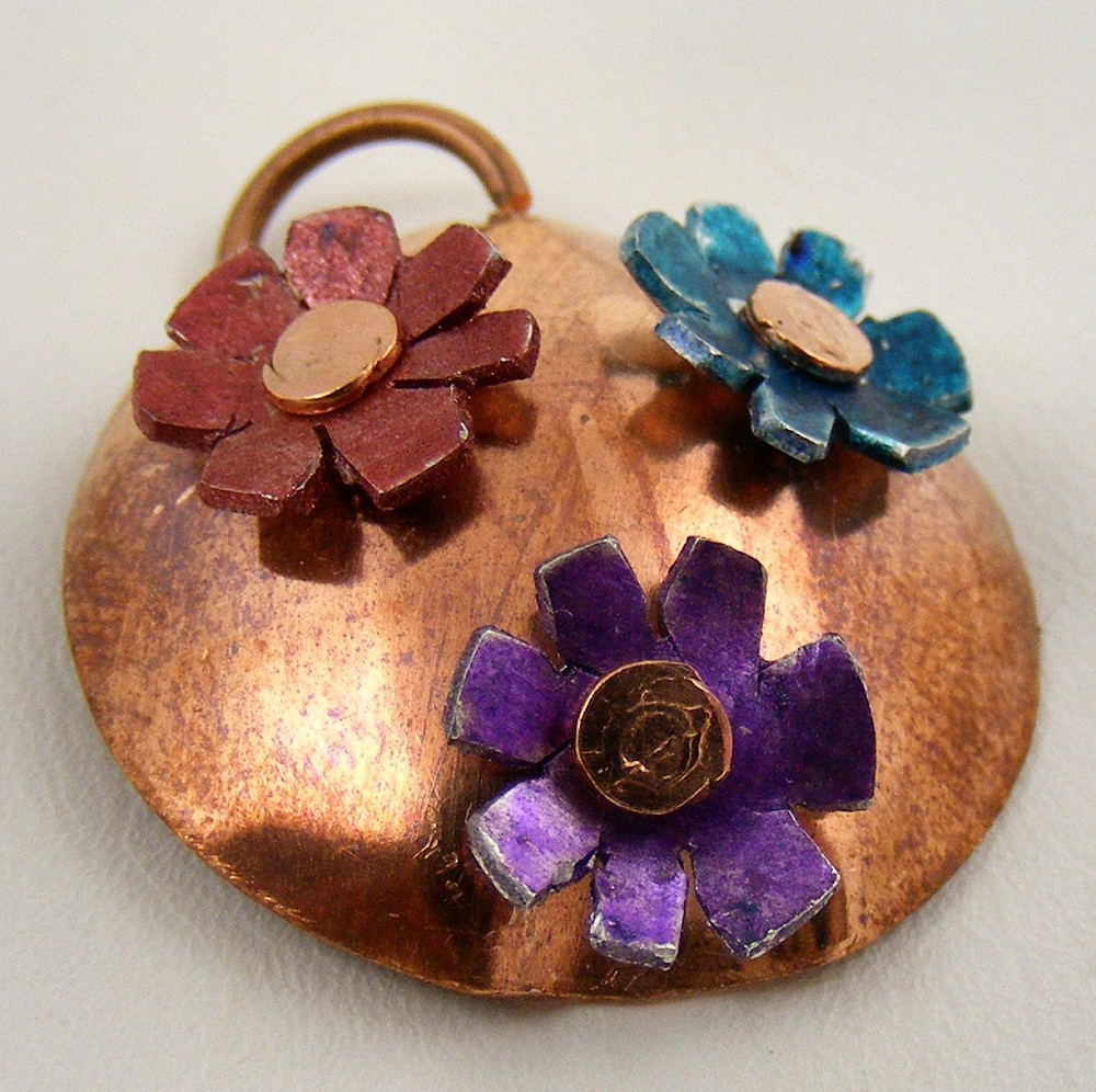 Sweet Freedom Designs: Domed Floral Copper Pendant