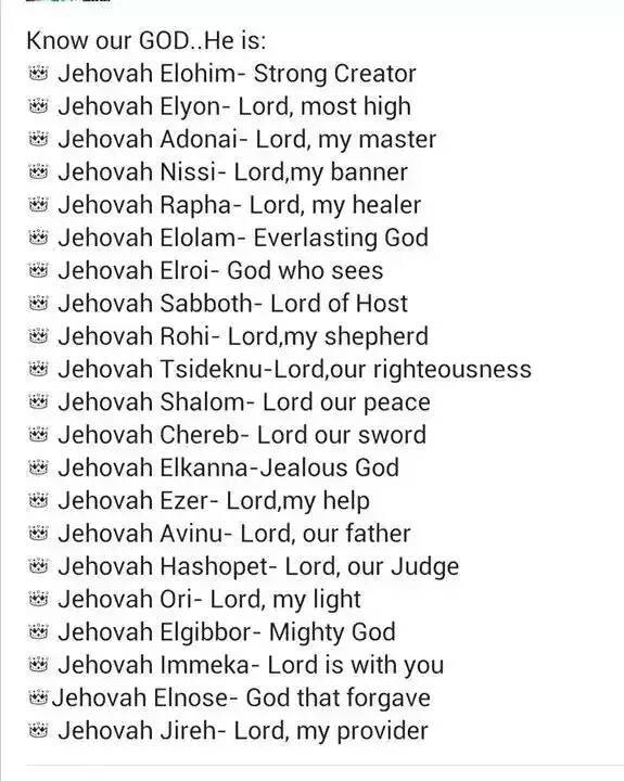 Check Out The Meaning Of These God s Names Jehovah Elohim Elyon