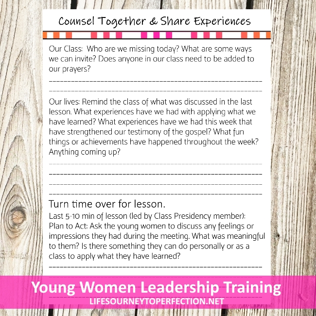 Life's Journey To Perfection: Training the Young Women how to Lead