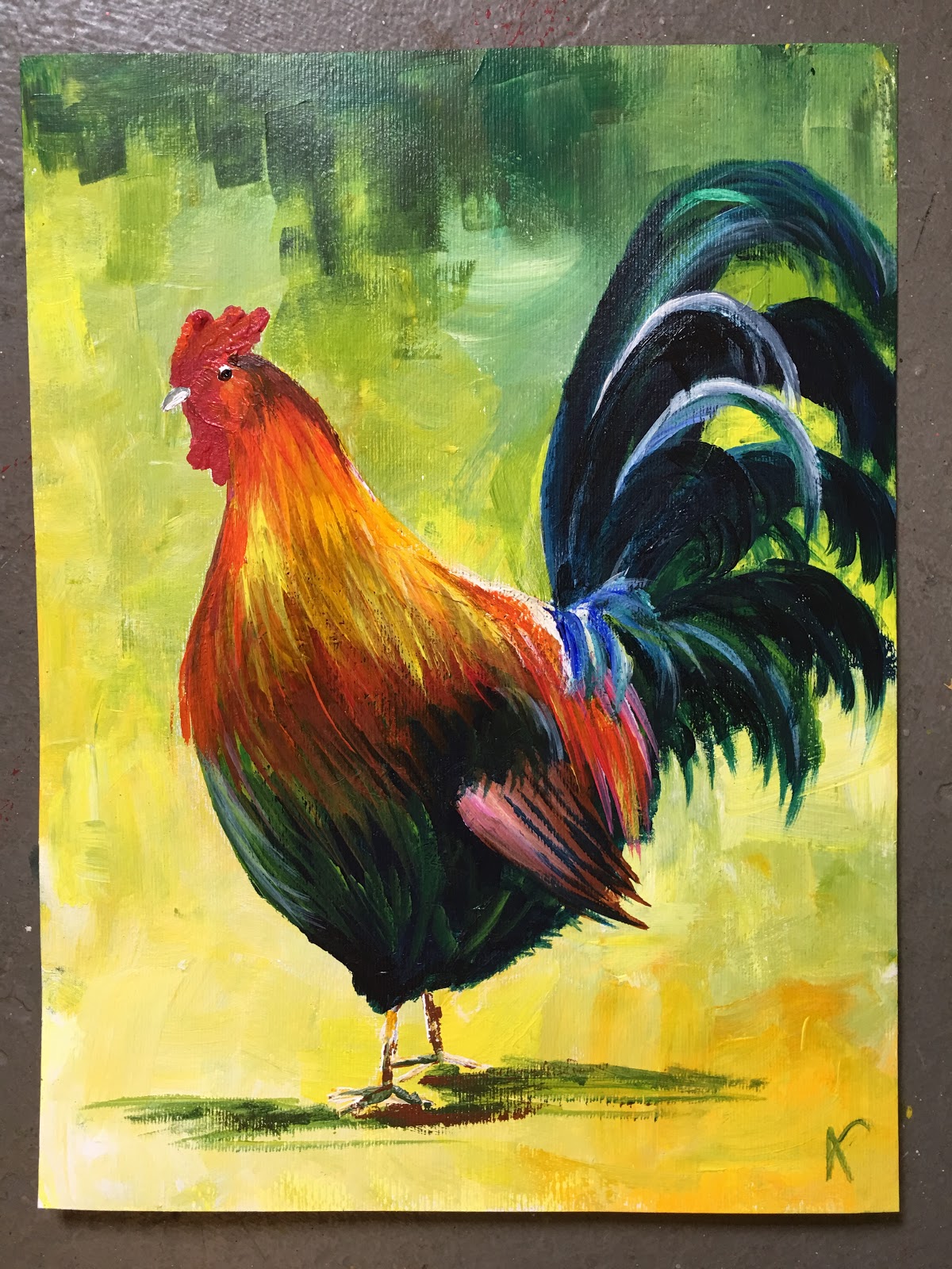 Art Room Britt: Abstract Acrylic Roosters