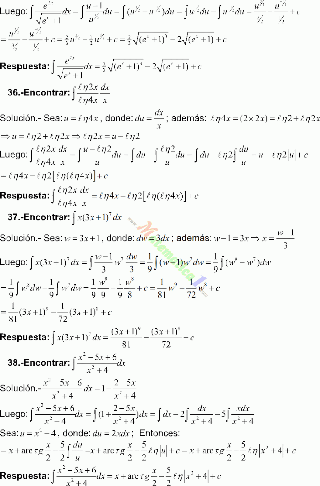 INTEGRALES POR CAMBIO DE VARIABLE EJEMPLOS Y PROBLEMAS RESUELTOS PDF