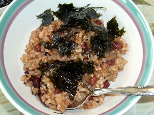 LEMON CHIFFON CAKE: Sweet Brown Rice with Adzuki Beans