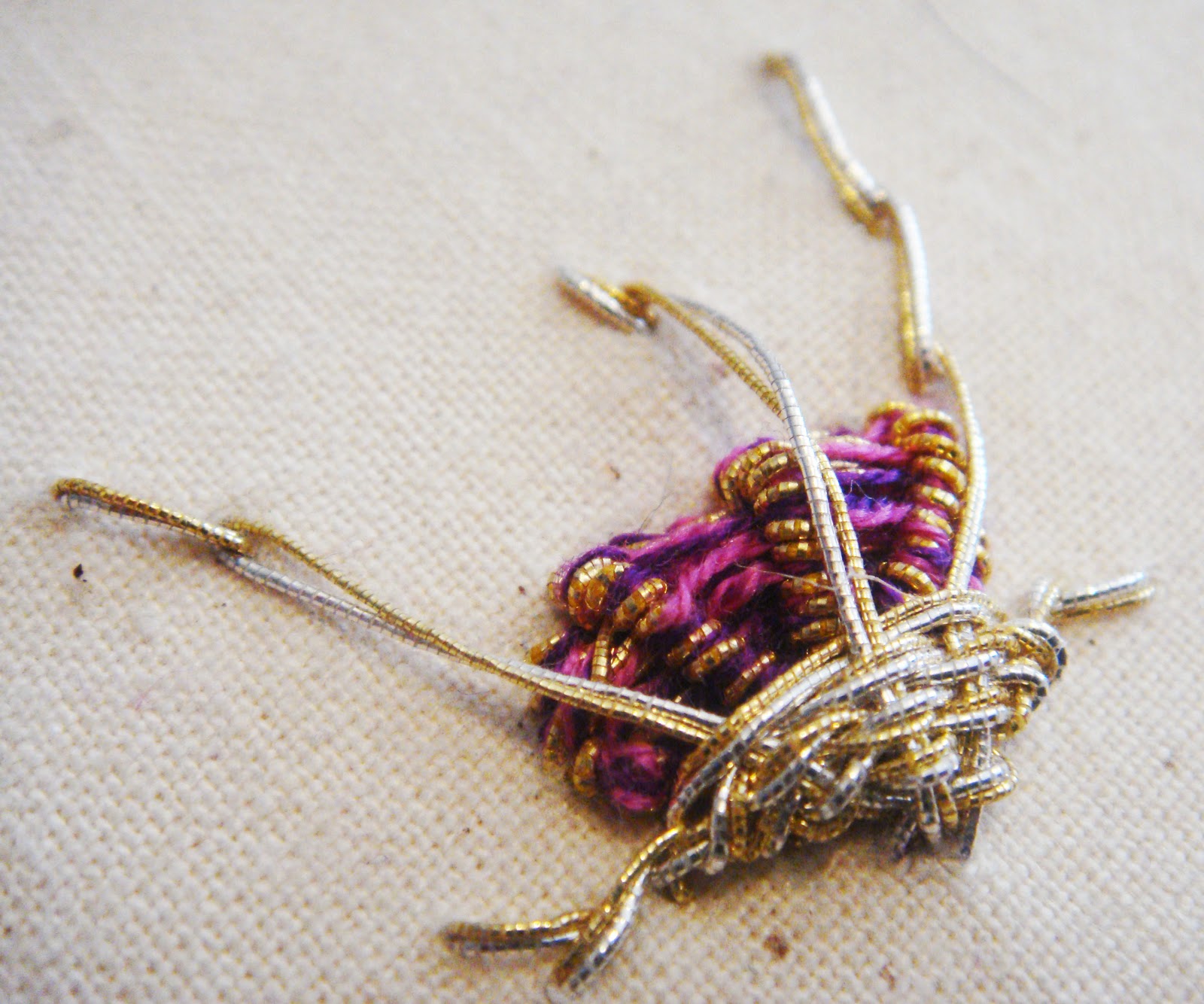 Katherine Diuguid: Warwick Sampler- Creative Goldwork (in progress)