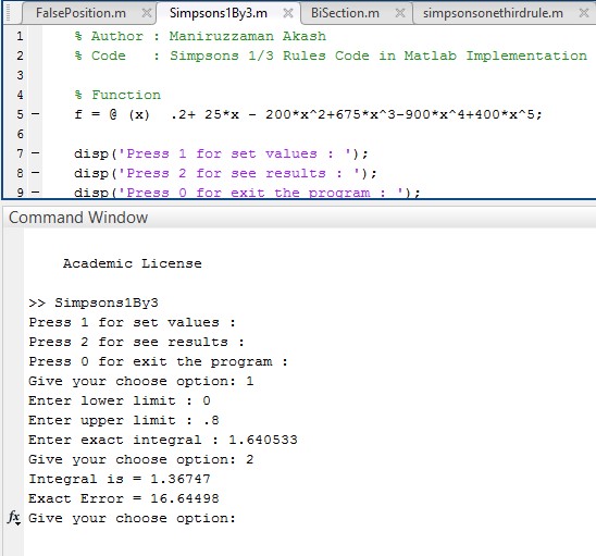 Simpsons 13 Code In Matlab Maniruzzaman Akashs Blog 6398