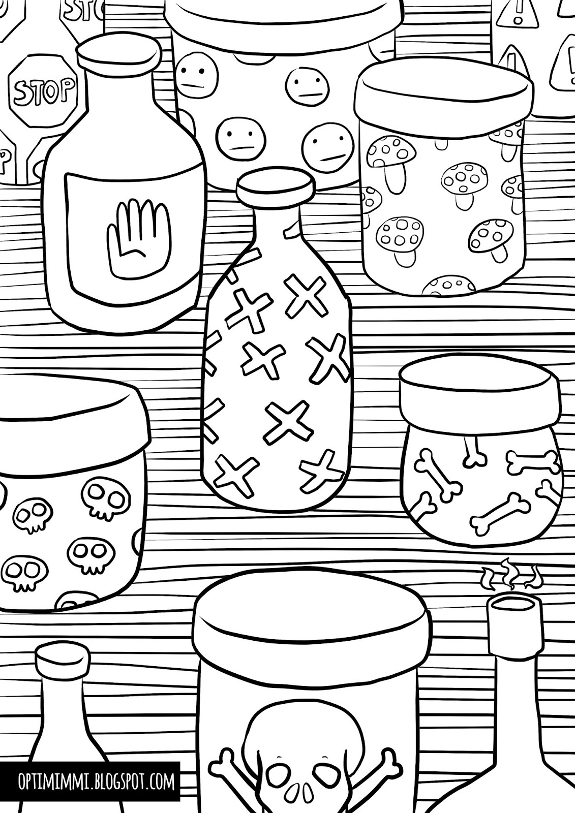 Inktober 2018: 31 coloring pages / 31 Värityskuvaa