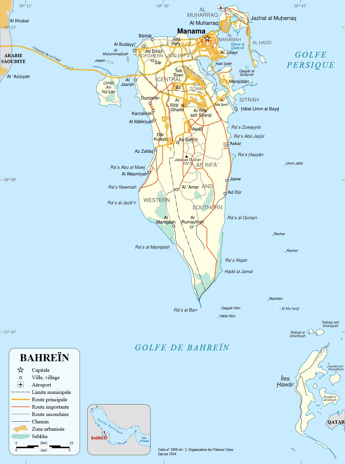 Kingdom of Bahrain Map