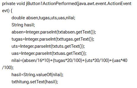 Contoh Aplikasi Java Netbeans Menghitung Nilai Akhir Mahasiswa - JAVA ...