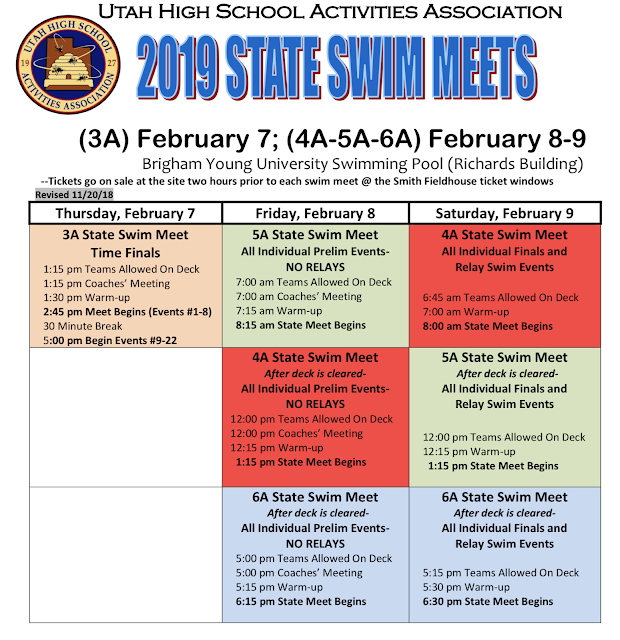 Cedar High Swim: STATE SWIM MEET - FEBRUARY 7-9
