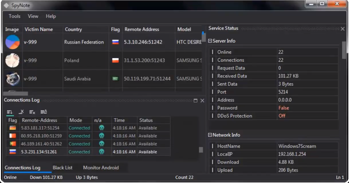 برنامج إختراق الهواتف الجديد | SpyNote v6.0 Android Remote