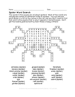 The Puzzle Den: Spider Word Search