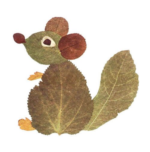 Leaves animal artwork ~ ideas arts and crafts projects