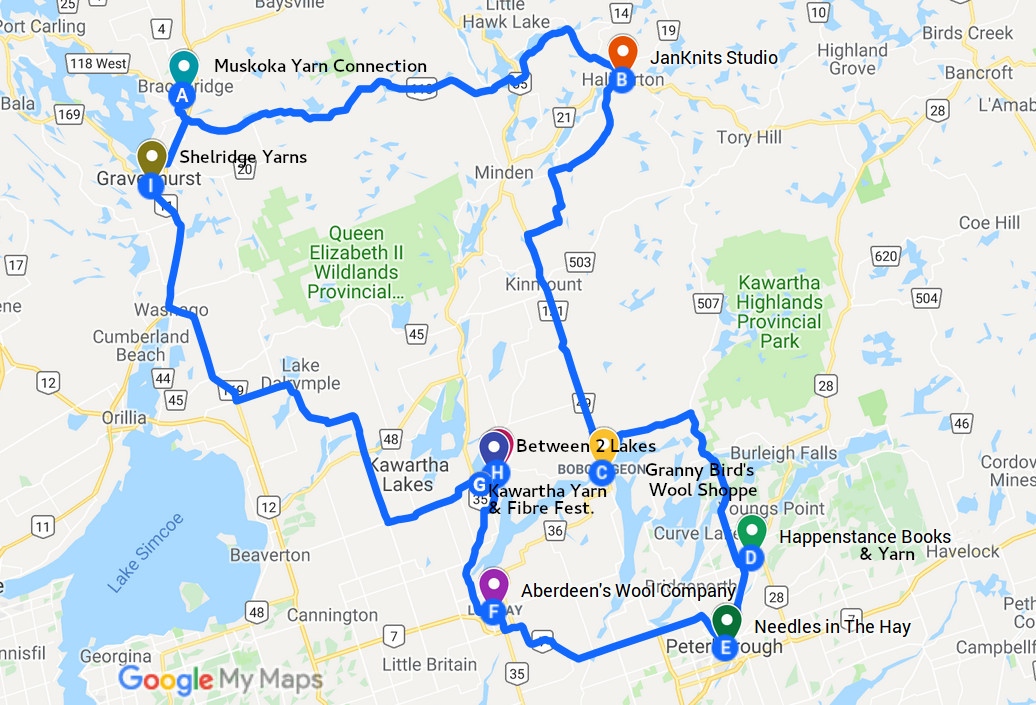 Cottage Country Yarn Crawl: COTTAGE COUNTRY YARN CRAWL MAP