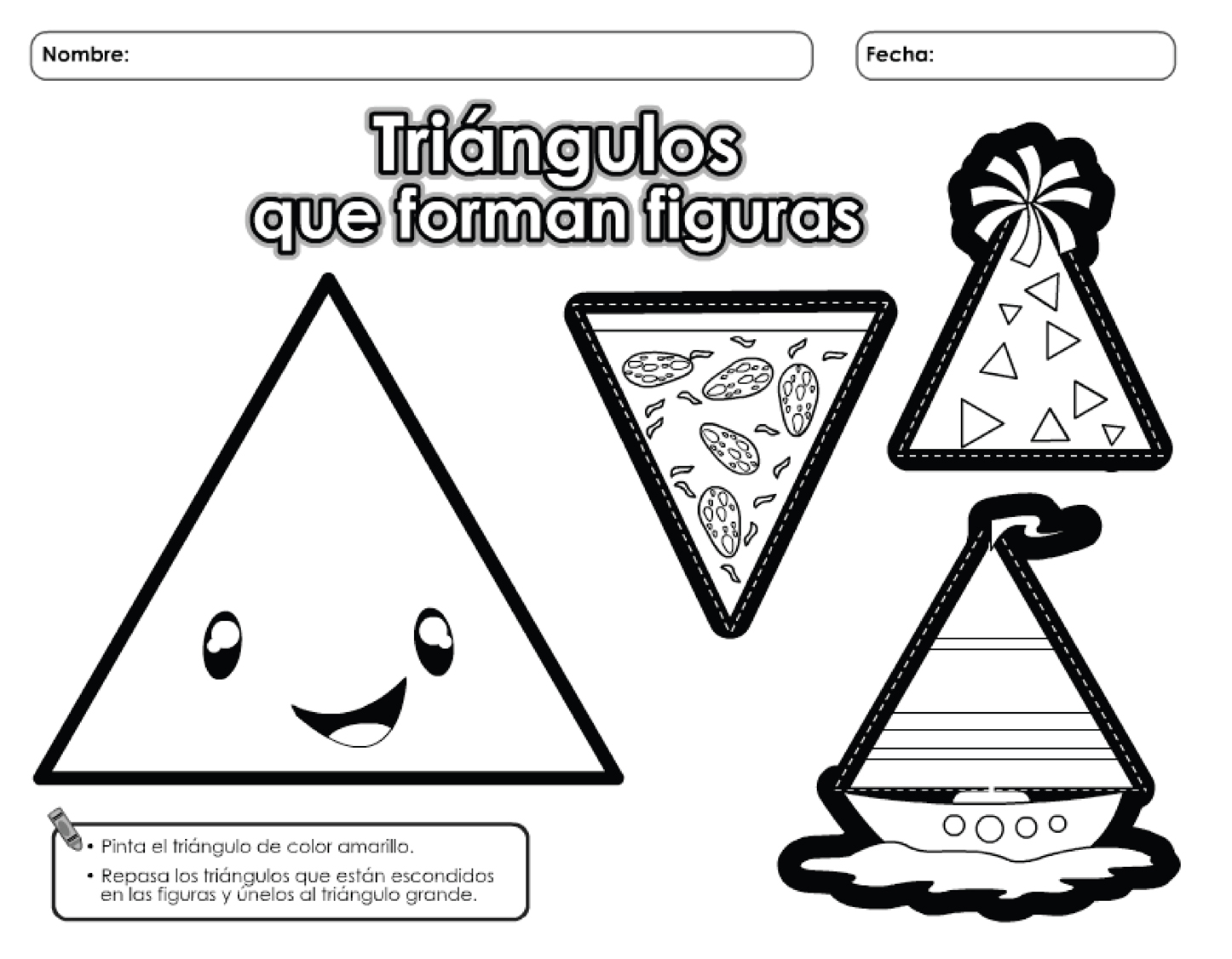 Trabajando en Educación Infantil: 10 fichas para identificar el triángulo