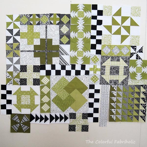 The Colorful Fabriholic: What's on my Design Wall: Yellow-Green Blocks
