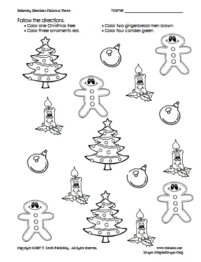 Christmas Following Directions Coloring Worksheets Coloring Pages