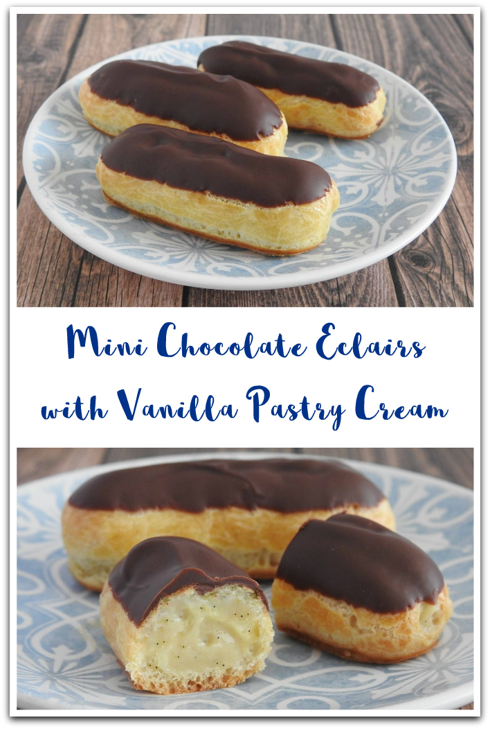 Mini Chocolate Eclairs with Vanilla Pastry Cream