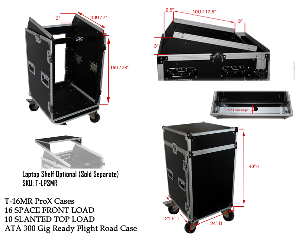 Pro X Cases: 16 Space Amp Rack 10 Slanted Top 16U 10U Mixer DJ Combo ...