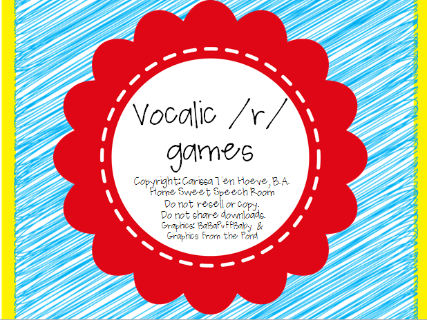 Vocalic /r/ Games: War, Uno, and Slap