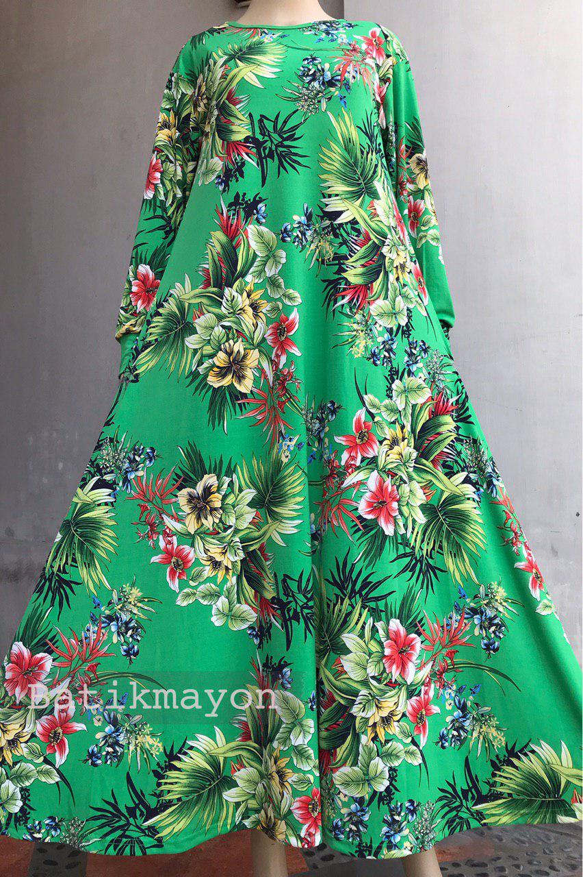 Baju Gamis Bahan Jersey Motif Bunga - Jersey Terlengkap