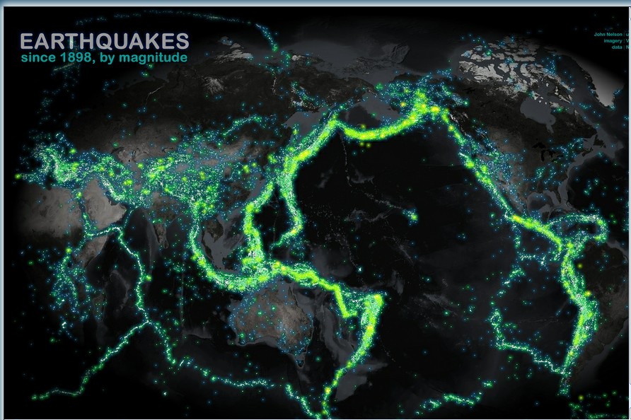 Stunning Map Reveals World's Earthquakes Since 1898